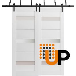 Barn Bypass Doors with 6.6ft Hardware | Quadro 4055 White Silk with ...
