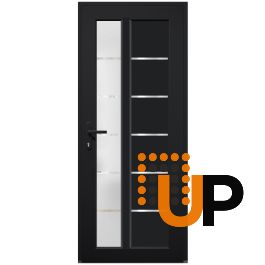 Single swing vinyl modern exterior door with tempered glass | Manux ...