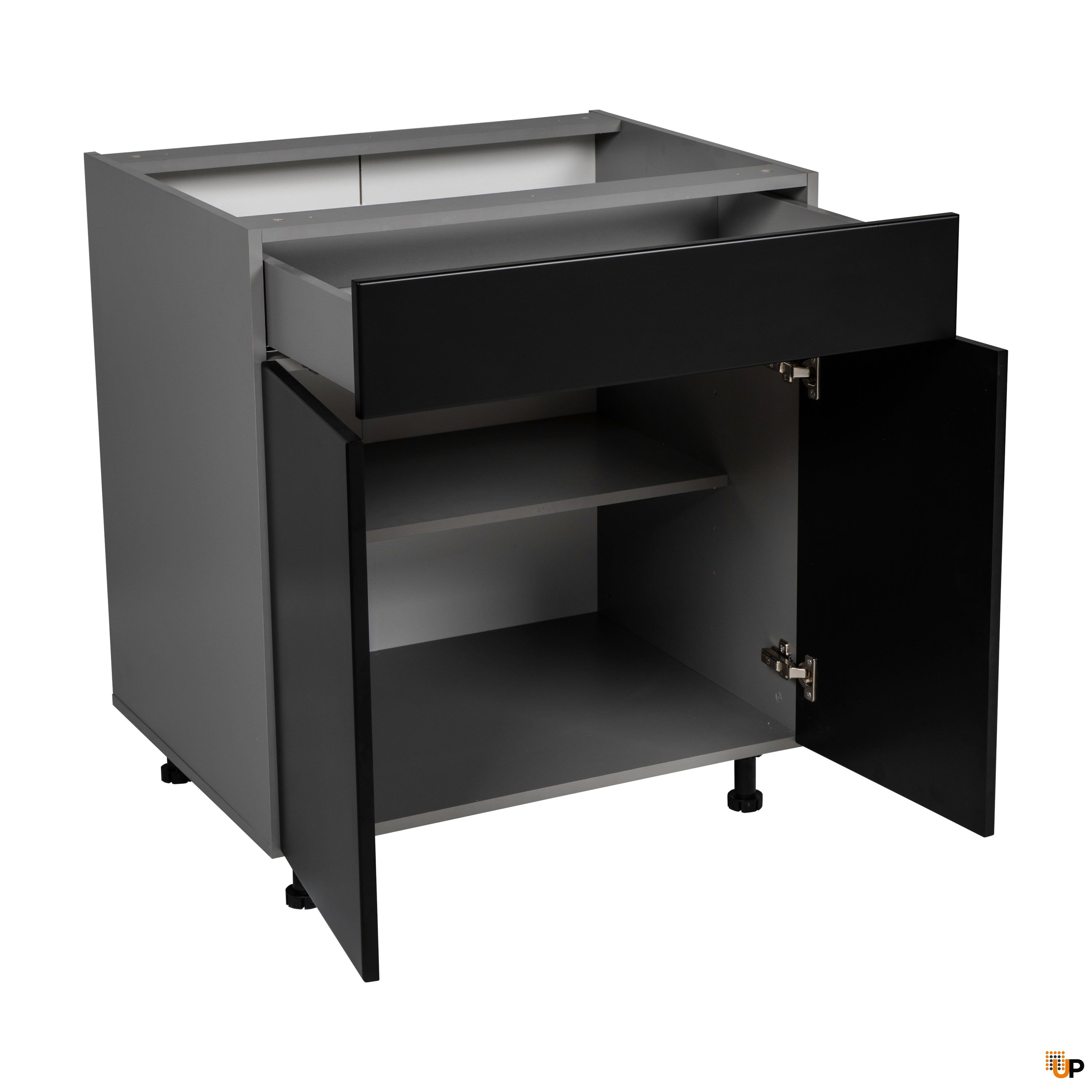 36" Base Cabinet Double Door Single Drawer with Natural Teak door ...