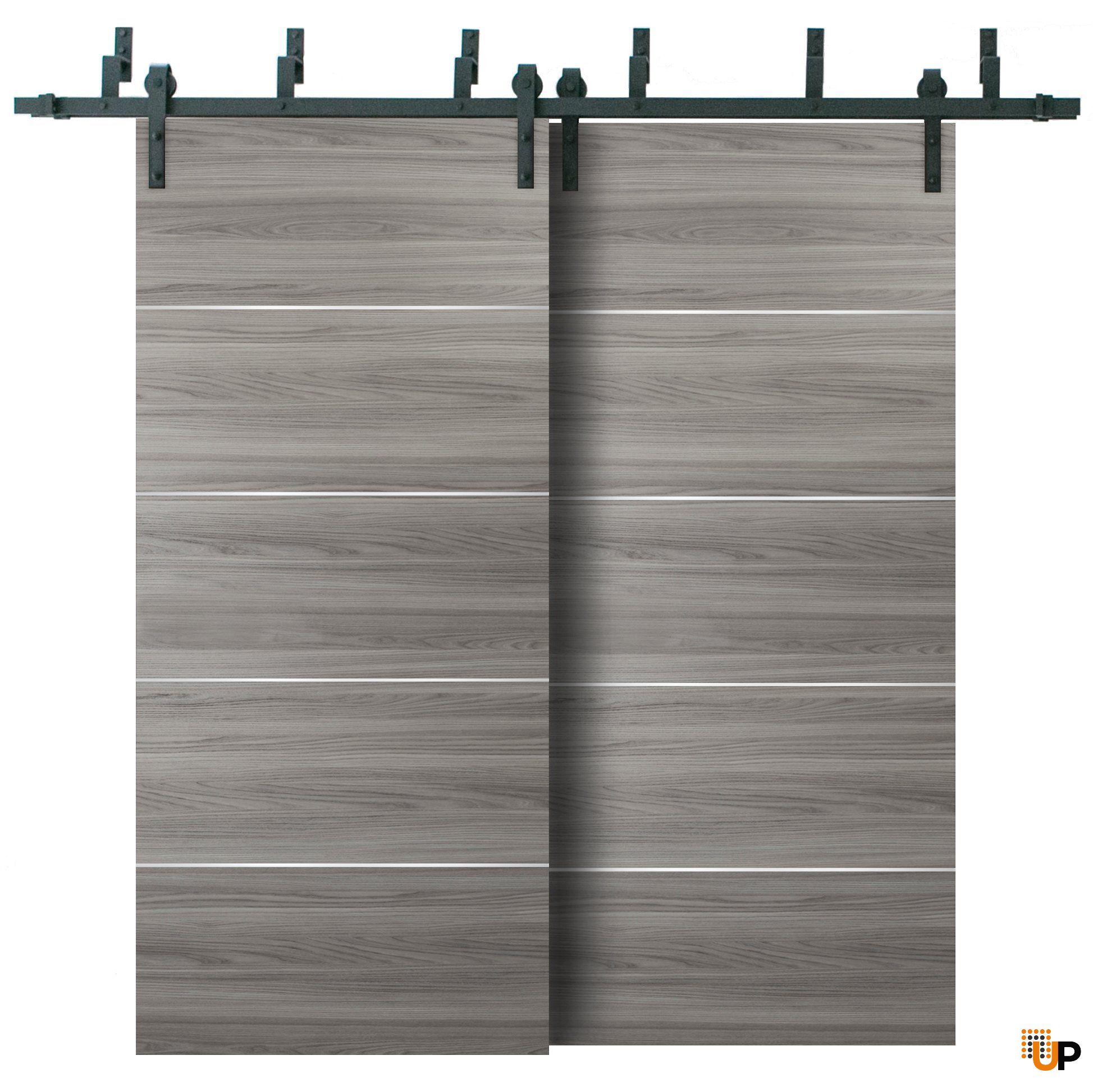 Barn Bypass Doors with 6.6ft Hardware | Planum 0020 Ginger Ash | Sturdy ...